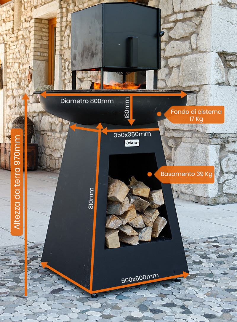 BBQ On Fire 100 Nero con portalegna | FABBI Store – FABBI.STORE